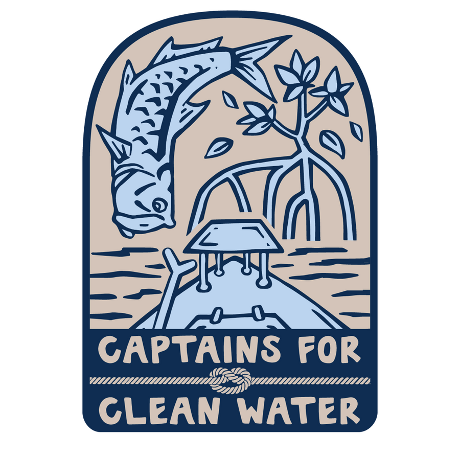 Oona Seas Skiff Tarpon Sticker - Navy – Captains For Clean Water